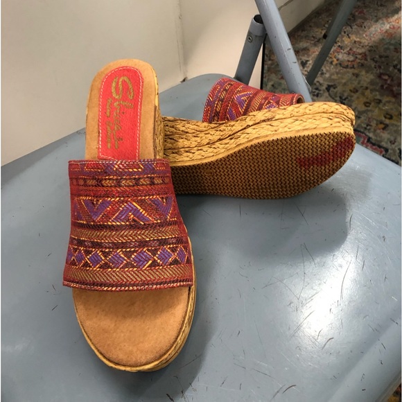 Sbicca | Shoes | Cloth Wedge Wedges Great Boho Look Multi Color | Poshmark
